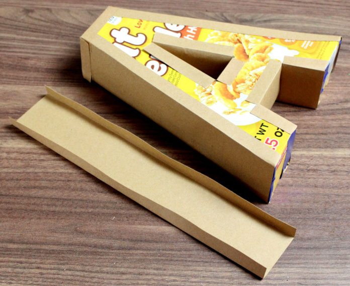 DIY alphabet art with cereal boxes