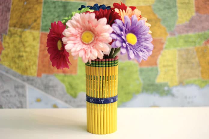 Make a Pencil Vase for a Back to School Floral Arrangement