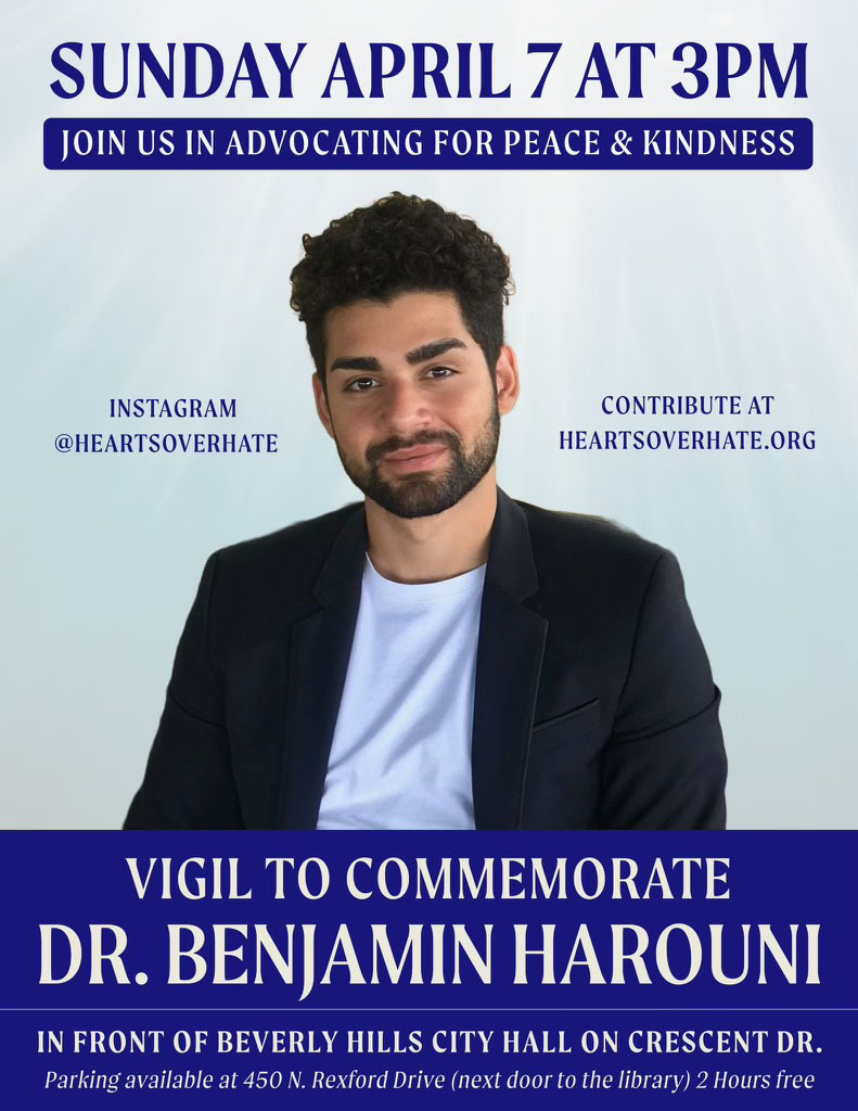 Vigil for Dr. Benjamin Harouni Set for April 7 in Beverly Hills